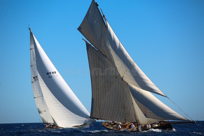 Sailing Boat Race in the Bay of Cannes Editorial Stock Photo - Image of ...