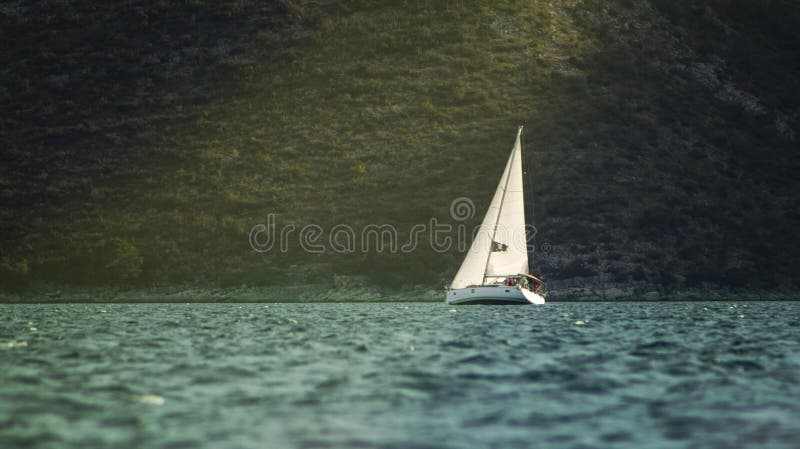 Sailing Boat in the Reaching Stock Image - Image of sport, sail: 154202079