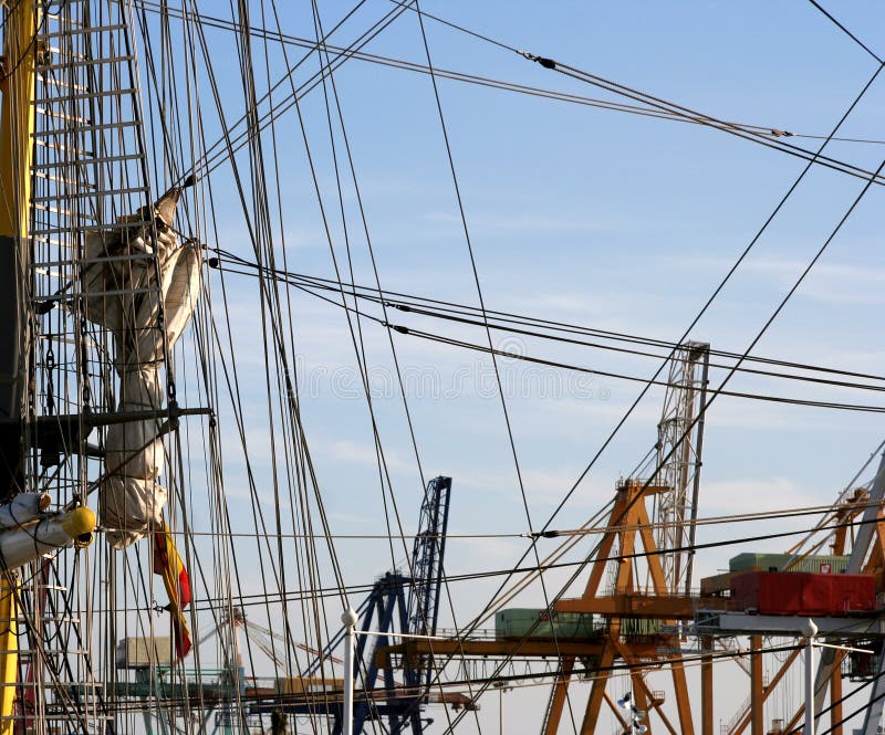 Sailing boat ropes stock image. Image of rigging, port - 2128595