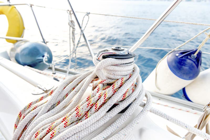 Sailing Boat Ropes on a Winch Stock Photo - Image of yachting, winch ...