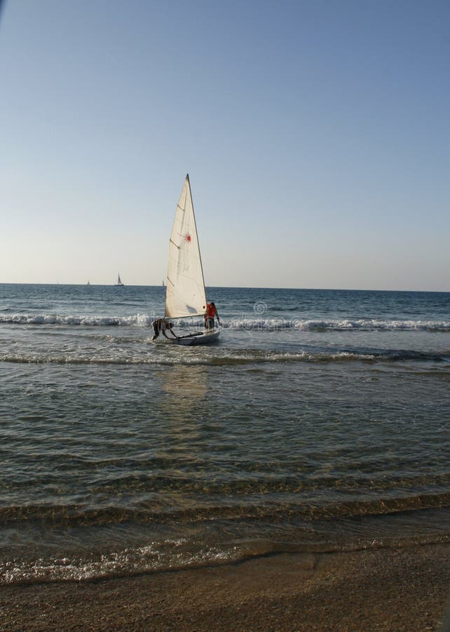 Sailing boat on the sea stock image. Image of retire - 12552475