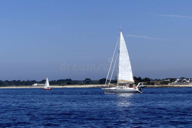 Sailing boat at sea editorial image. Image of strong - 75864085