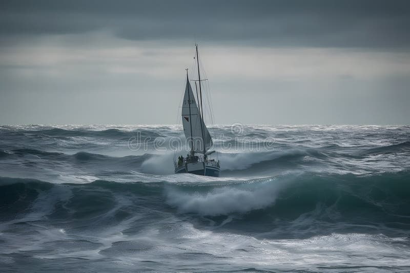 Sailing Boat at Sea. Neural Network AI Generated Stock Illustration ...