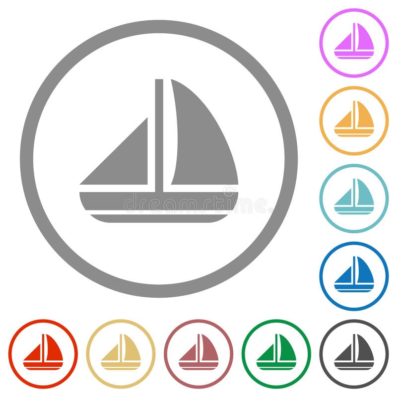 Sailing Boat Solid Flat Icons with Outlines Stock Illustration ...