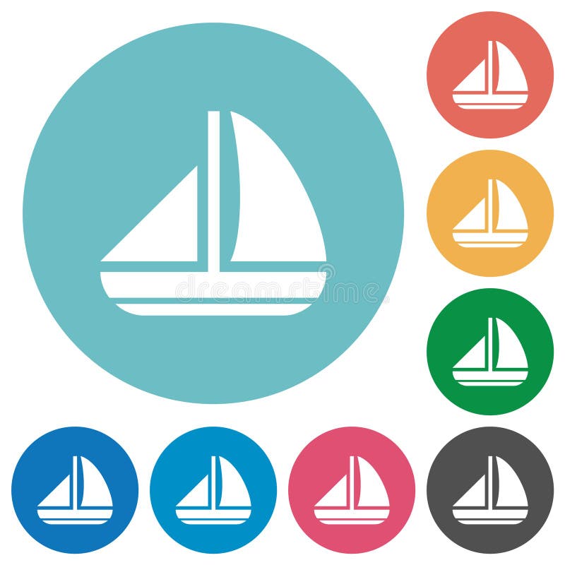 Sailing Boat Solid Flat Round Icons Stock Vector - Illustration of ...