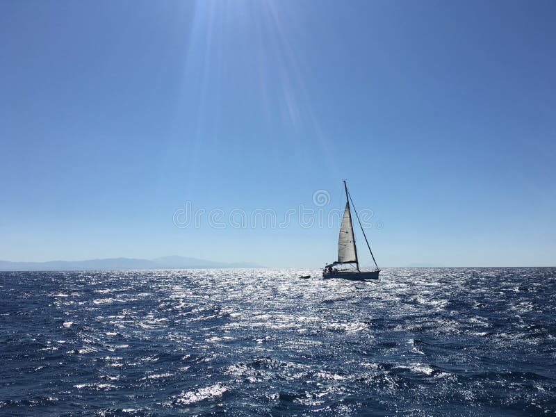 Sailing Boat at Sea stock photo. Image of golf, yacht - 194548582