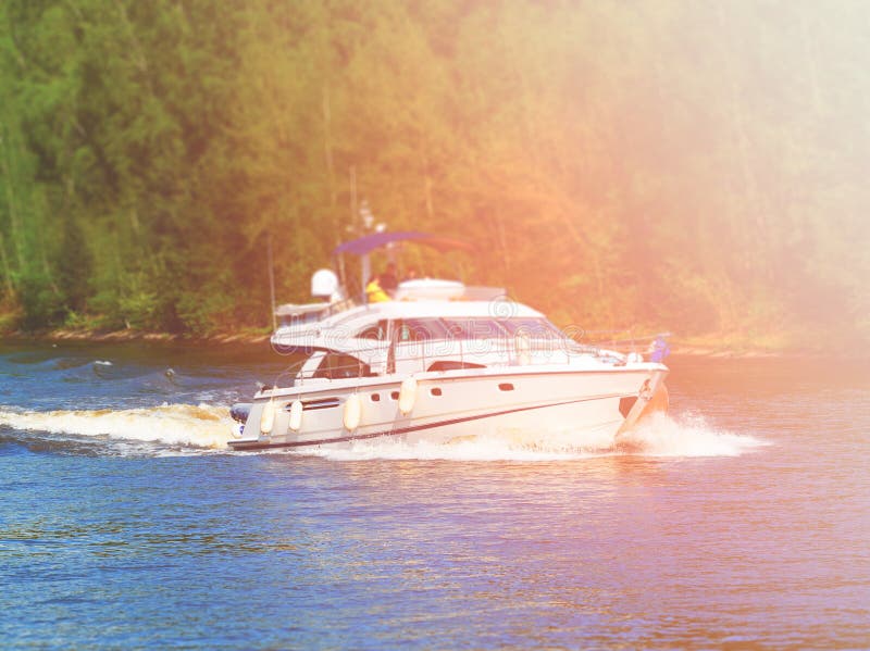 Sailing Boat on Sunny River Transportation Background Stock Image ...