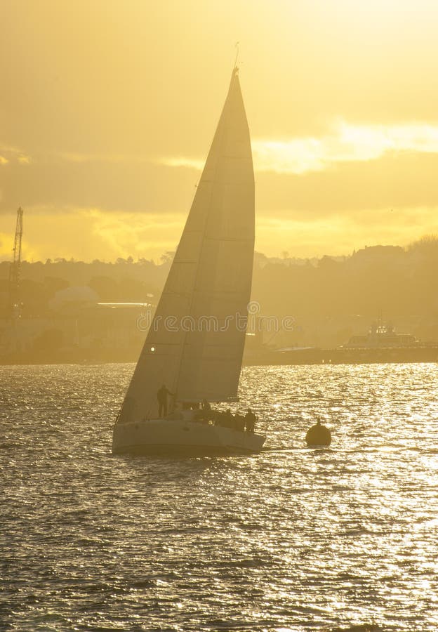 Sailing boat at sunset stock photo. Image of boat, travelling - 25431822