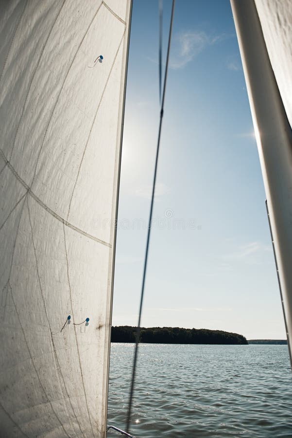 Sailing Boat, View from the Deck of the Yacht. Vacation on a Boat Stock ...