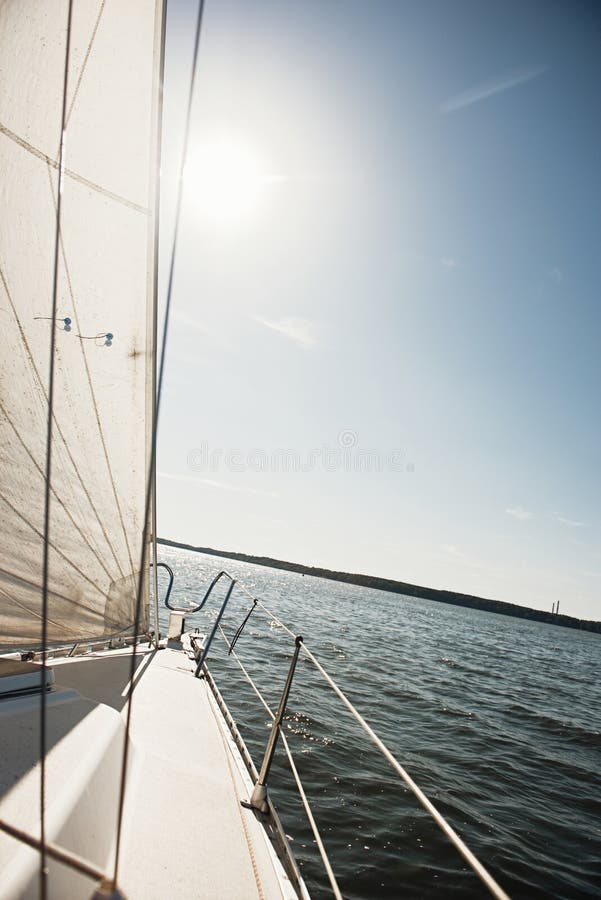 Sailing Boat, View from the Deck of the Yacht. Vacation on a Boat Stock ...