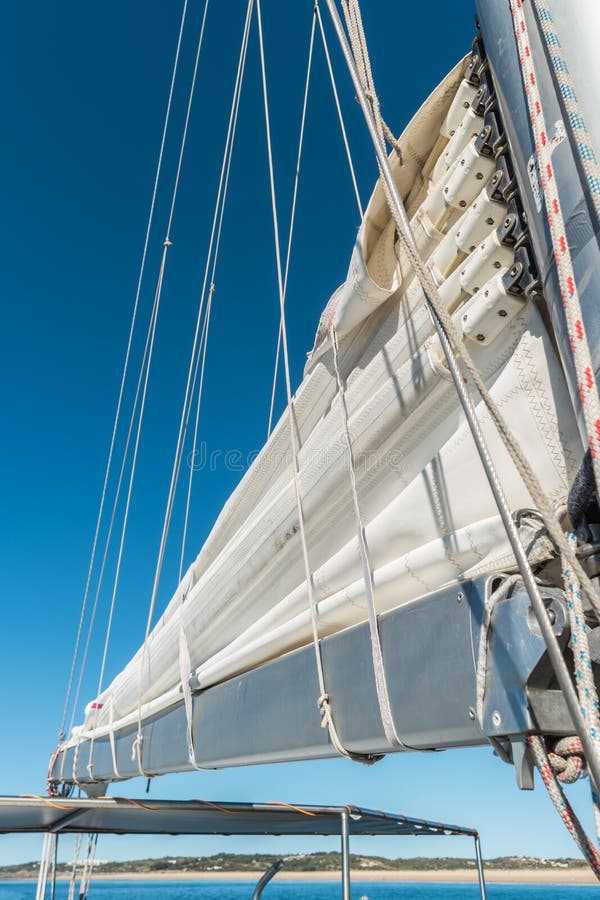 Sailing Boat Wide Angle View In The Sea Stock Image - Image of ...