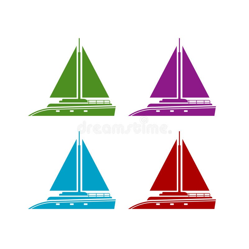 Sailing Boats Color Variations Vector Icon Stock Vector - Illustration ...