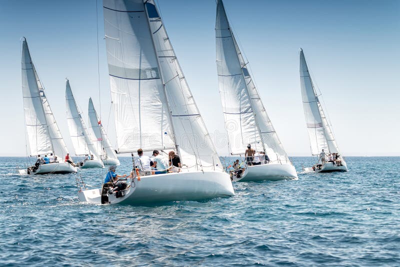 Start of a sailing regatta stock image. Image of sail - 1296379