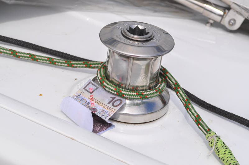 Sailing Capstan Device Pulling Ropes Wrapped Stock Photos - Free ...