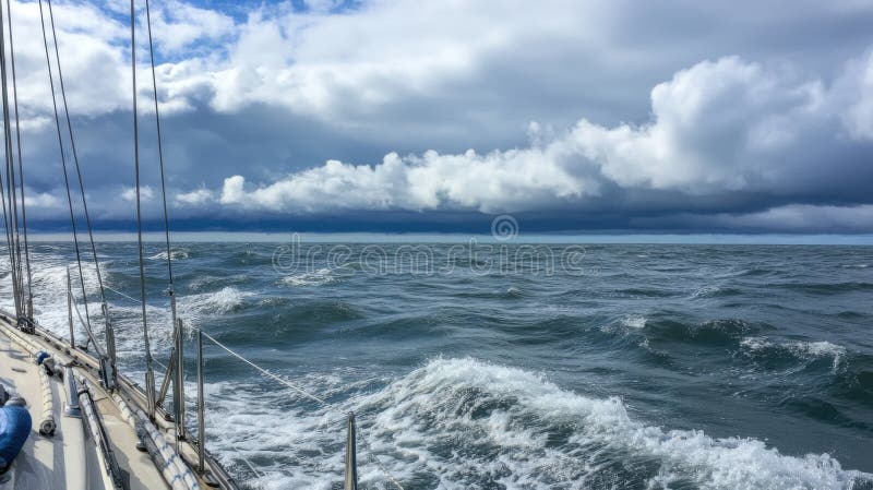 Sailing through Choppy Waters with Dark Clouds Overhead Stock ...