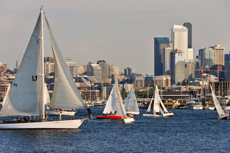 Sailing in the city editorial photo. Image of skyscrapers - 27277036