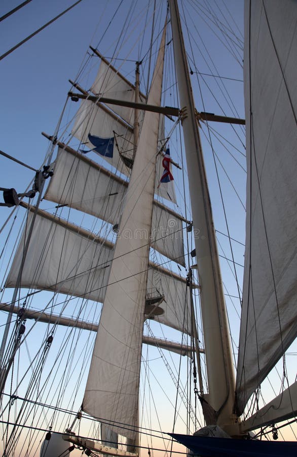 Sailing on a Clipper ship stock image. Image of ropes - 13244491