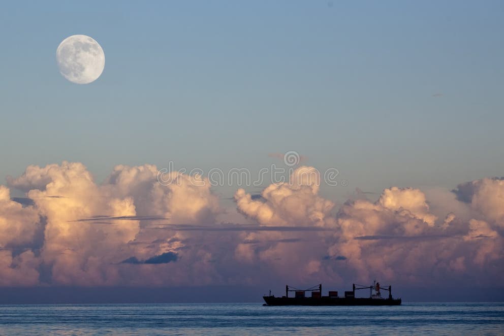 Sailing Container Ship Horizontal Stock Photo - Image of boat, marine ...