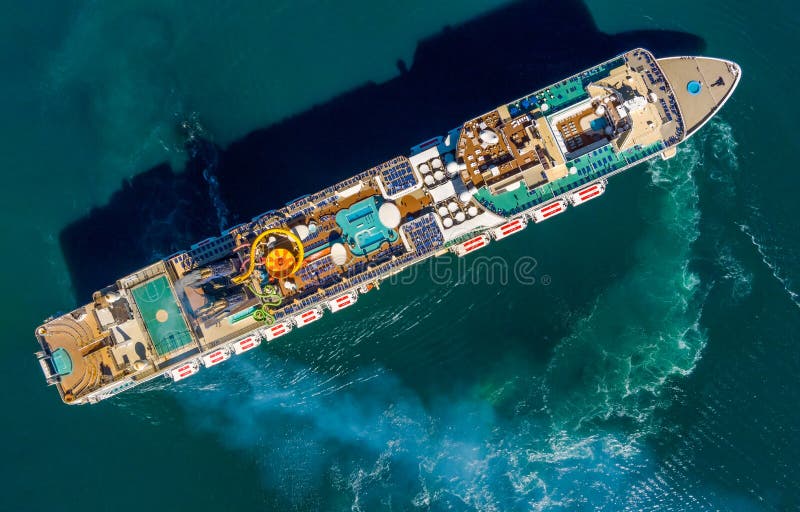 Sailing Cruise Ship Aerial Top View Stock Image - Image of sailing ...