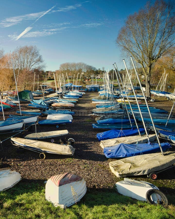 Sailing Dinghies Stored for Winter Stock Image - Image of english ...