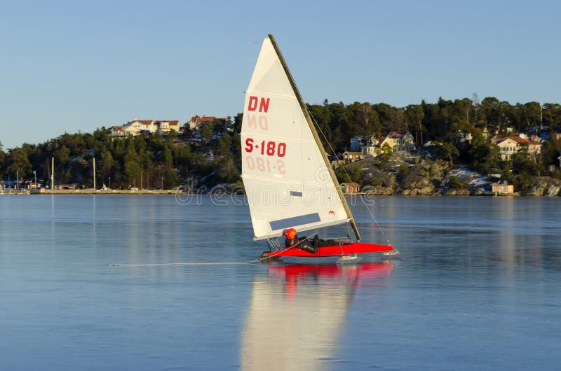 Sailing DN Iceboat at High Speed Editorial Stock Photo - Image of ...