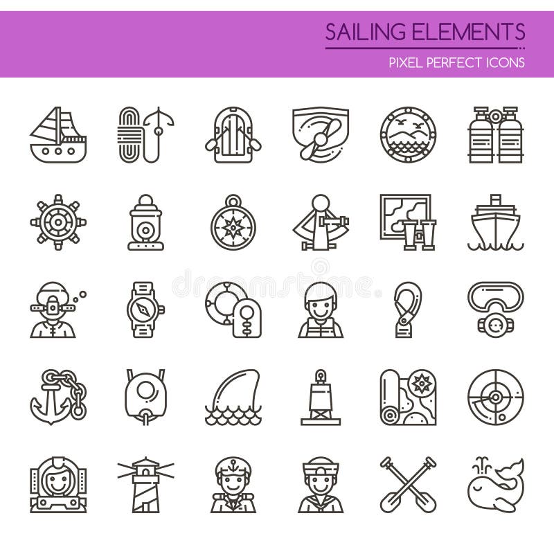 Sailing Elements stock vector. Illustration of shark - 100624869