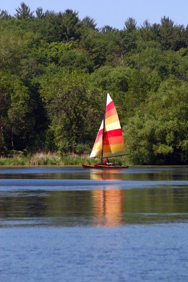 Sailing on a lake stock photo. Image of hobby, catamaran - 6413346