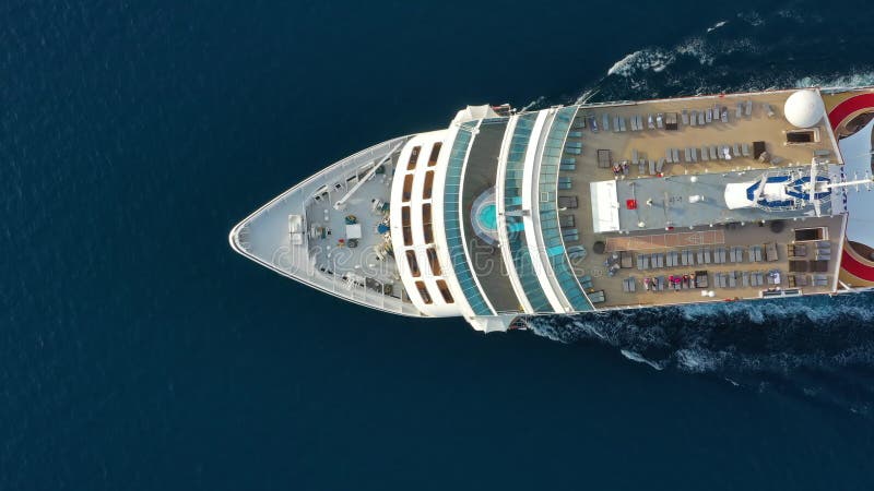 Sailing Cruise Ship Aerial Top View Stock Footage - Video of large ...