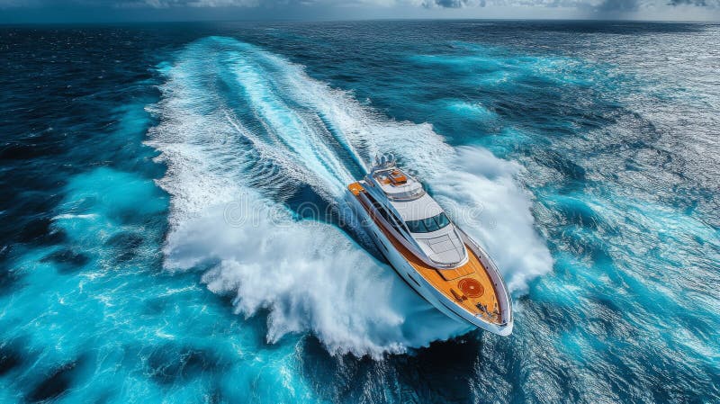 A Sailing Motorboat that Creates Waves and Bubbles with Its Engine on ...
