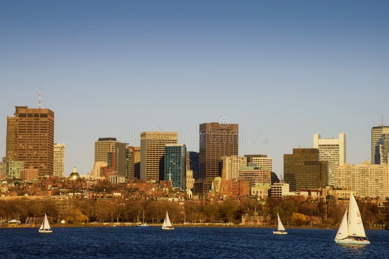 Sailing Near Downtown Boston Stock Photo - Image of sailing, cityscape ...