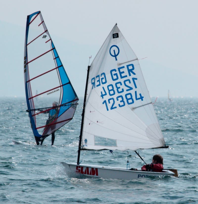 Sailing - Optimist Class editorial stock image. Image of garda - 8945519