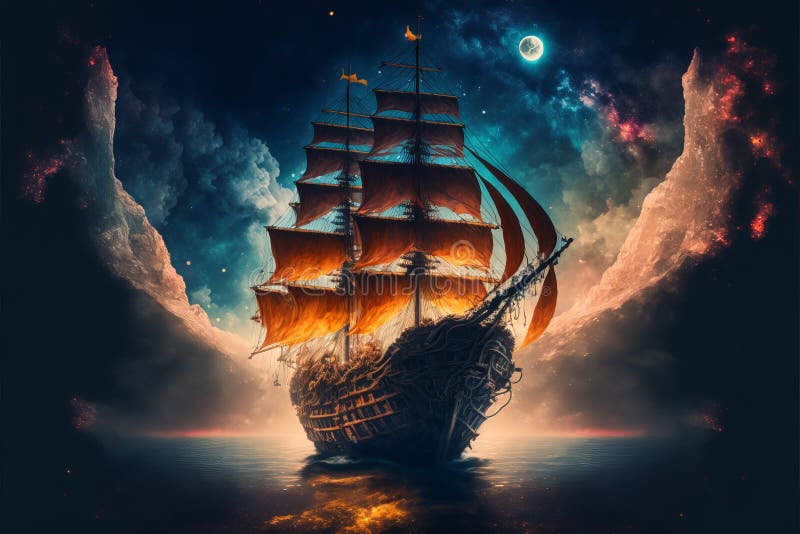A Sailing Pirate Ship that is Discovering the Mysteries of Outer Space ...