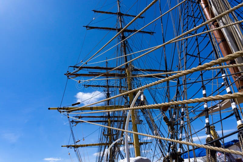 Sailing ropes of ship stock image. Image of nautical - 176672367