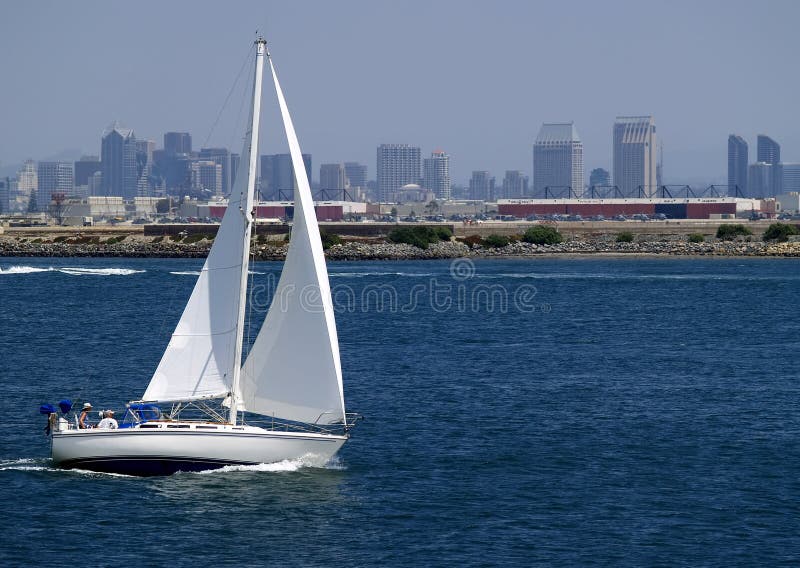 Sailing in San Diego, California Stock Image - Image of city, water ...