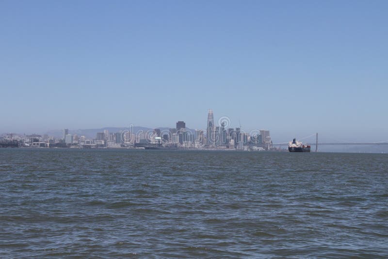 San Francisco, Bay Bridge from the Water Stock Photo - Image of island ...