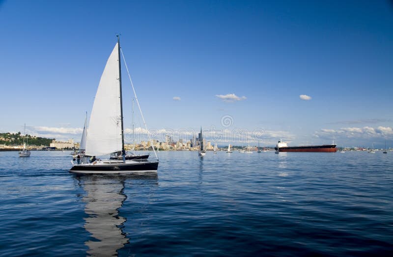 Sailing in Seattle stock image. Image of city, seattle - 2655659