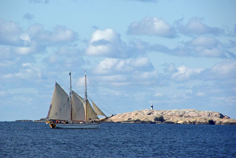 Sailing ship stock image. Image of blue, rock, sail, tall - 15258109