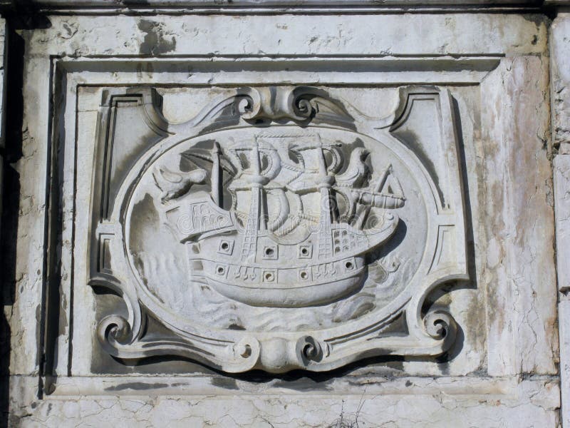 Portuguese Galleons Engraving Santos Brazil Stock Image - Image of ...