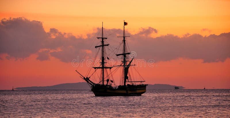 Sailing ship at anchor stock image. Image of wave, calm - 19864219