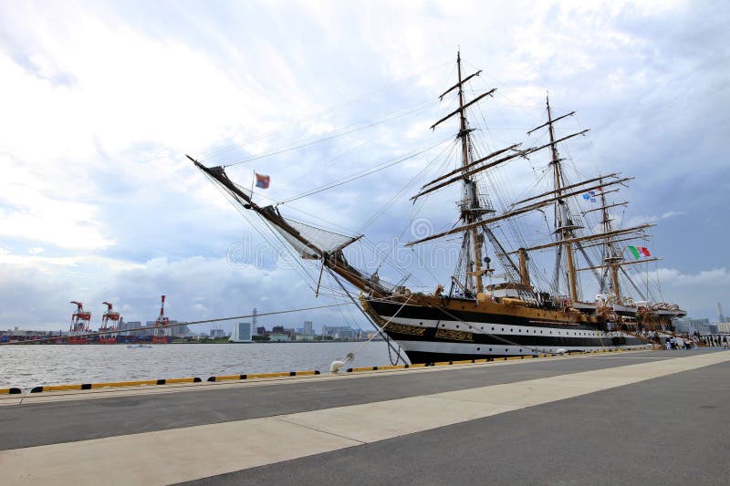A Sailing Ship Anchored in Tokyo Bay Editorial Stock Photo - Image of ...