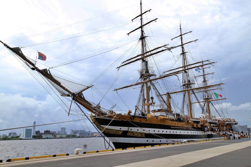 A Sailing Ship Anchored in Tokyo Bay Editorial Stock Photo - Image of ...