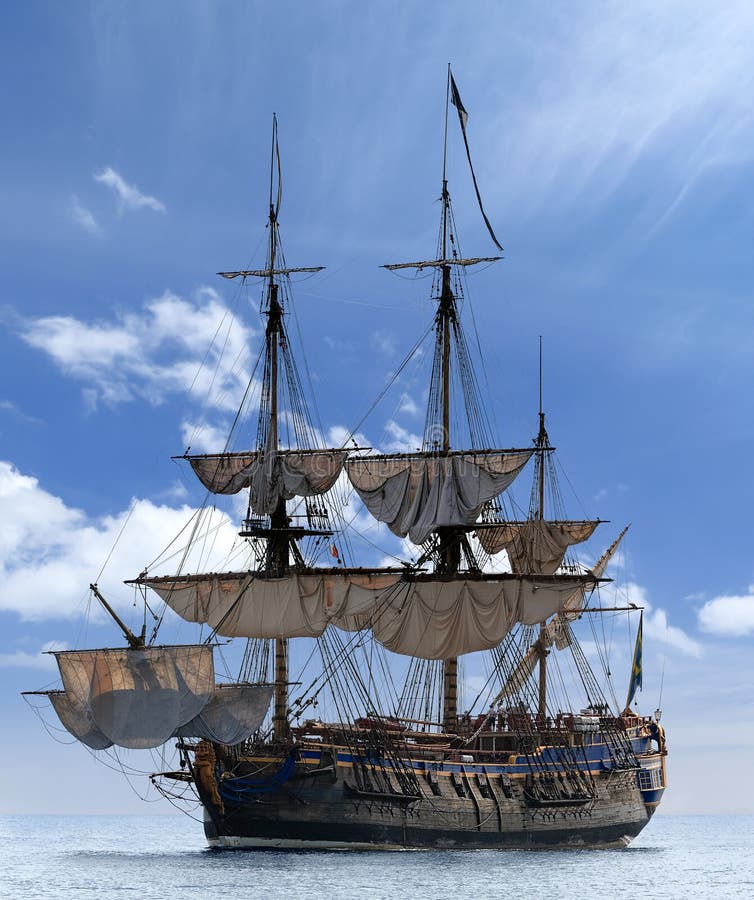 Beautiful Sailing Ship in Baltic Sea, Sweden - Scandinavia Stock Photo ...