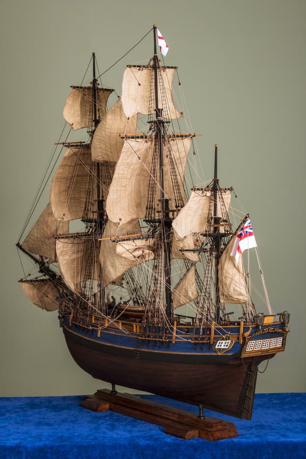 Sailing Ship - Bounty Wooden Antique Model Building Stock Photo - Image ...