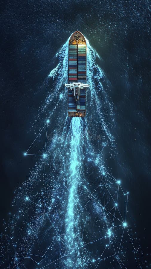 Sailing Ship Creating Complex Patterns in the Sea Stock Illustration ...