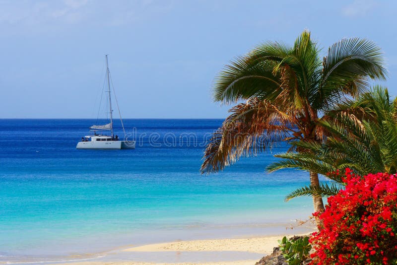 Sailing Ship in Deep Blue Sea Stock Photo - Image of morro, aqua: 69093470