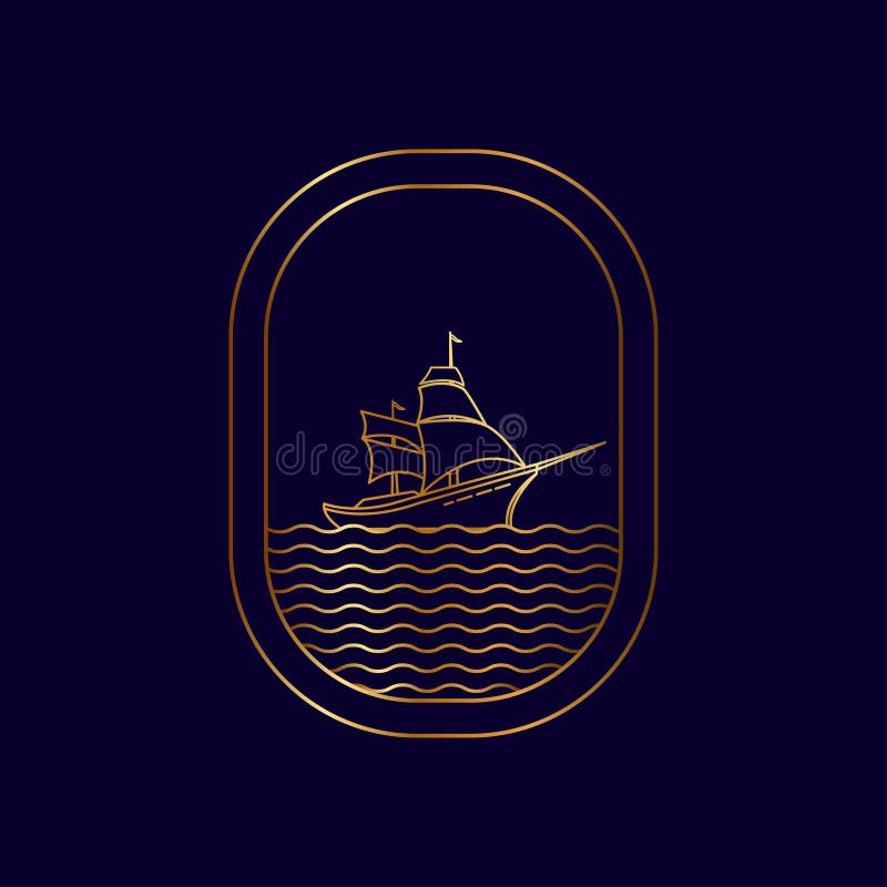 Gold sailing ship stock vector. Illustration of rose, antique - 2581106