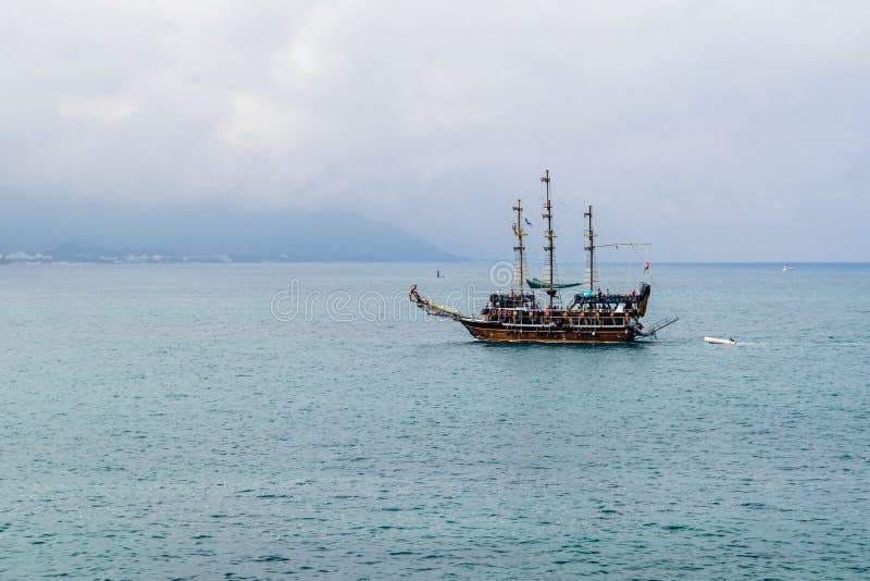 Sailing Ship Floating in the Sea Stock Image - Image of battle ...