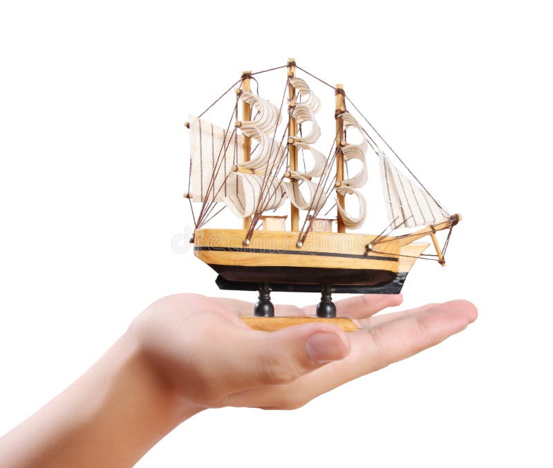 Sailing ship in the hand stock image. Image of galleon - 26600975