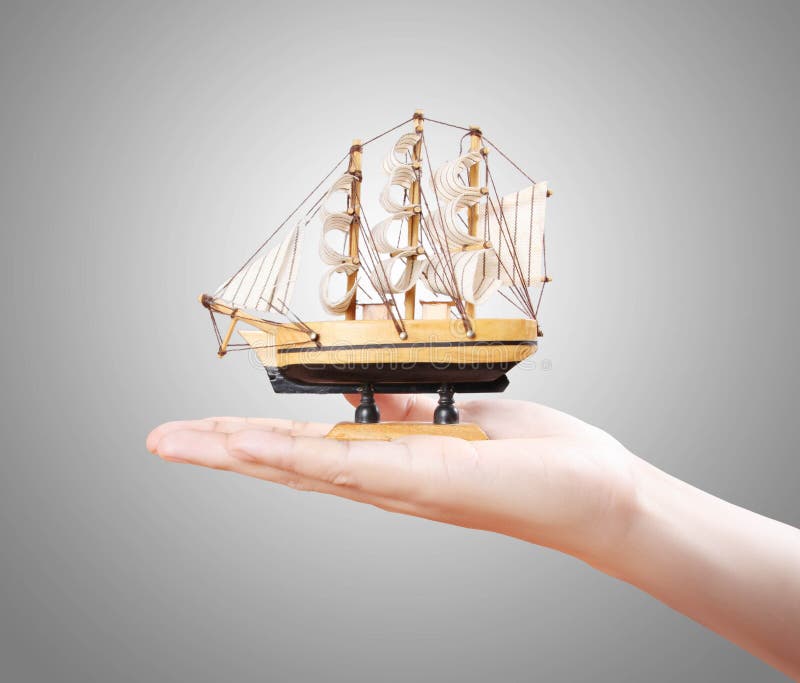 Sailing ship in the hand stock photo. Image of caravel - 26601140