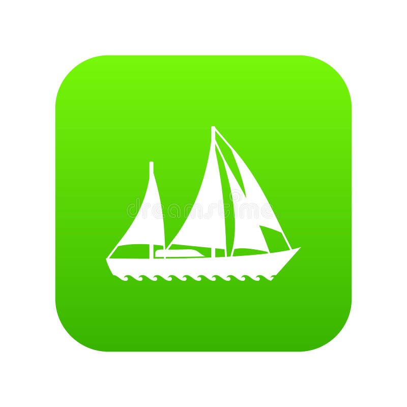 Sailing Ship Icon Green Vector Stock Vector - Illustration of sailing ...